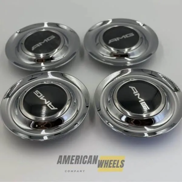 Silver Chrome Excellence – 4Pcs Mercedes AMG Floating Center Caps