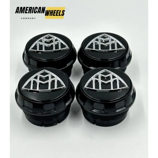 Premium Maybach 68mm Screw On Caps - Black & Chrome