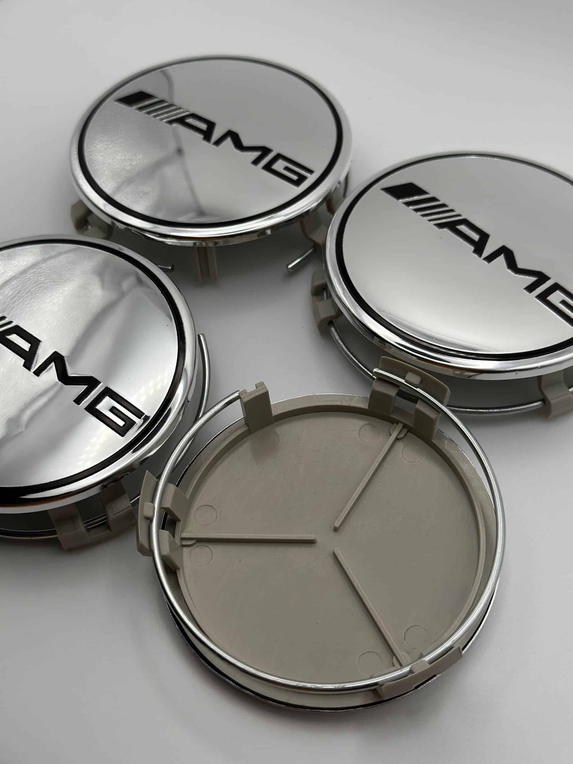 4pcs New Silver Amg Logo Mercedes Benz 75mm Wheel Center Caps Hub Caps ...